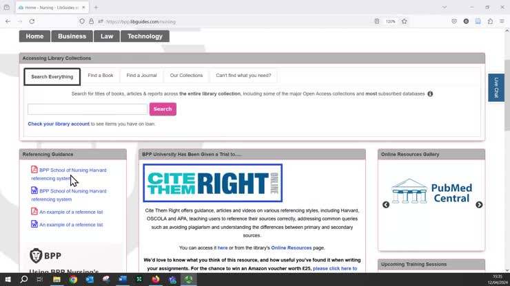 Using BPP School of Nursing's Harvard Referencing Style