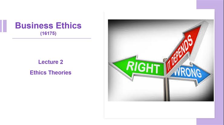 Business Ethics Lecture 2 Theories