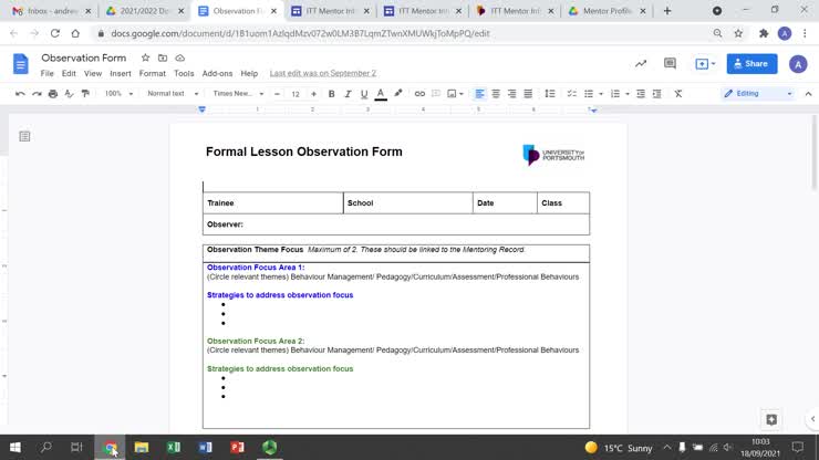 Formal Lesson Observation