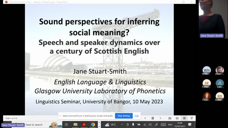 10.05.23 Prof Jane Stuart-Smith (Glasgow) Sound perspectives for ...