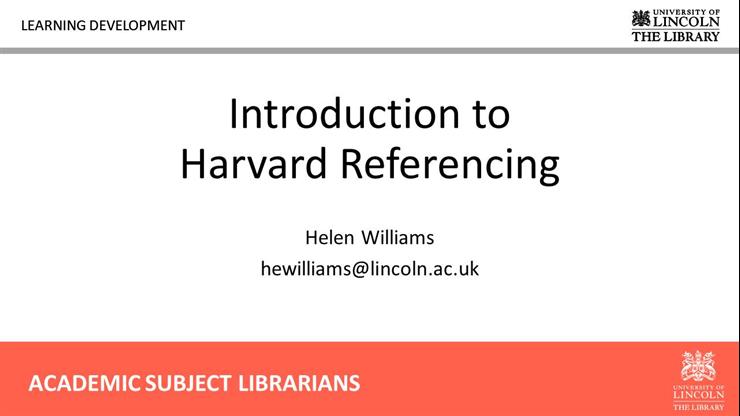 An introduction to Harvard Referencing