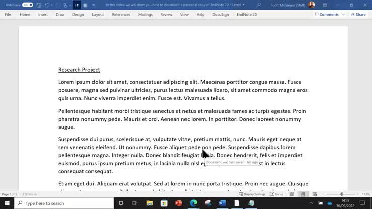 Harvard: EndNote 20: Getting started with your word documents: citing ...