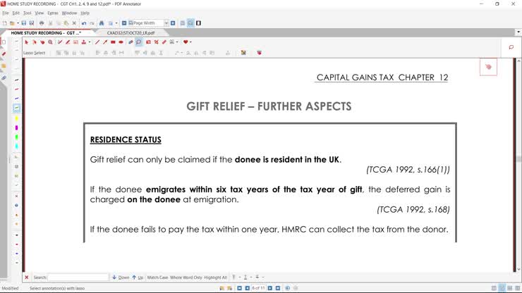 CGT CH12 - GIFT RELIEF – FURTHER ASPECTS (RESIDENCE STATUS)