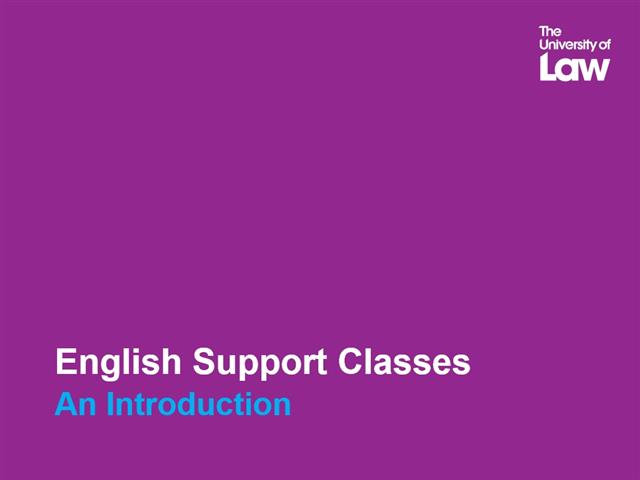 Introduction to English Support Classes