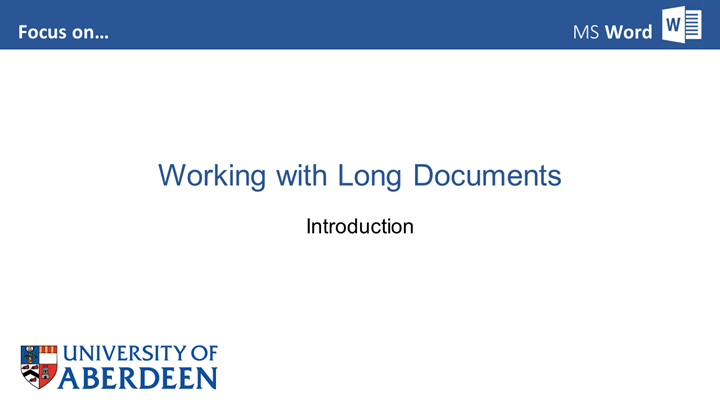 1-MS Word Long Documents: Getting Started
