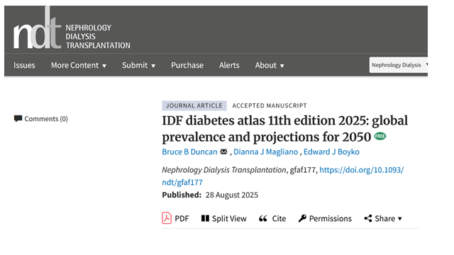 IDF diabetes atlas 11th edition 2025: global prevalence and projections ...