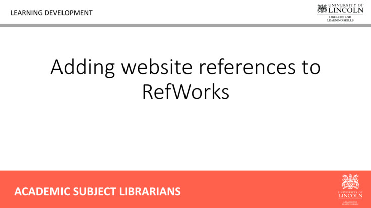 Adding website references to RefWorks
