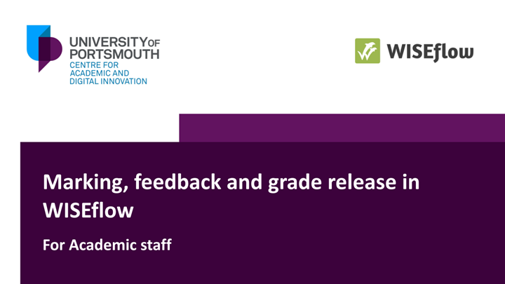 Marking, feedback and grade release in Wiseflow (for academic staff)