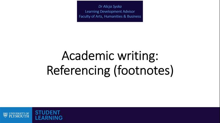 Academic writing: Referencing (footnotes)