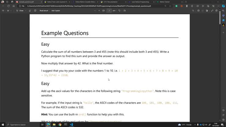 In-class Test Video 2 - Question 1 (Easy)