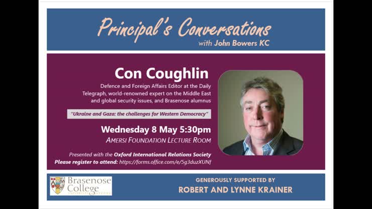 Principal's Conversation with Con Coughlin - Wednesday 8 May 2024