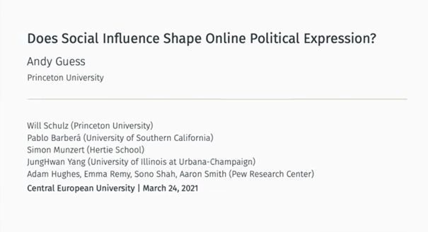 Department Seminar: Andy Guess (Princeton): Does Social Influence Shape ...