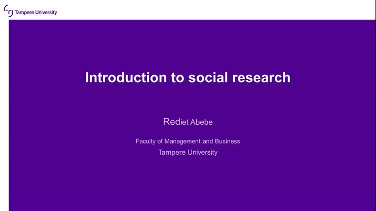 Lecture: Introduction to research