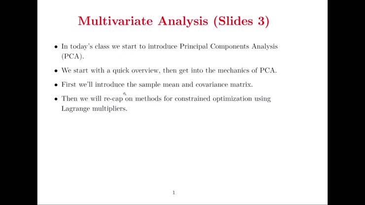Lecture 4b: Intro to PCA