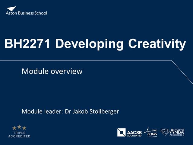 BH2271 Developing creativity module introduction
