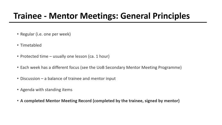 The Weekly Mentor Meeting