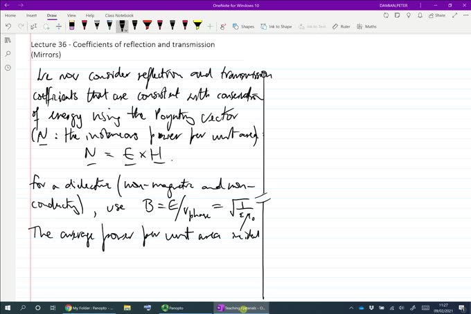 Lecture 36 - Coefficients of Reflection and Transmission (Mirrors)