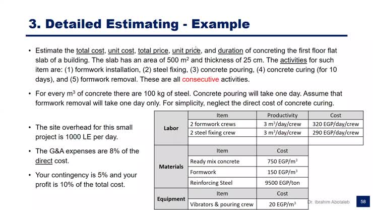 8. Detailed Estimating Example