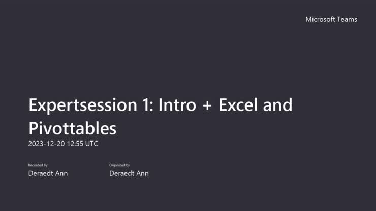 Expertsession 4_reflect Excel Power Pivot and next assignment