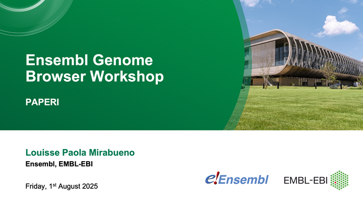 Ensembl Genome Browser Workshop - Part 1/3