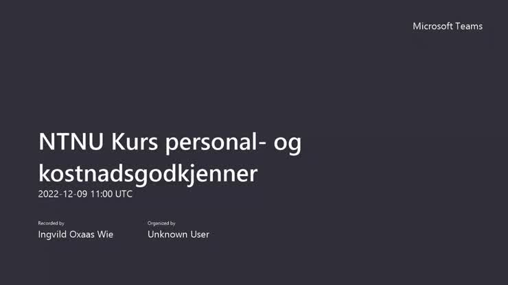 NTNU Kurs personal- og kostnadsgodkjenner