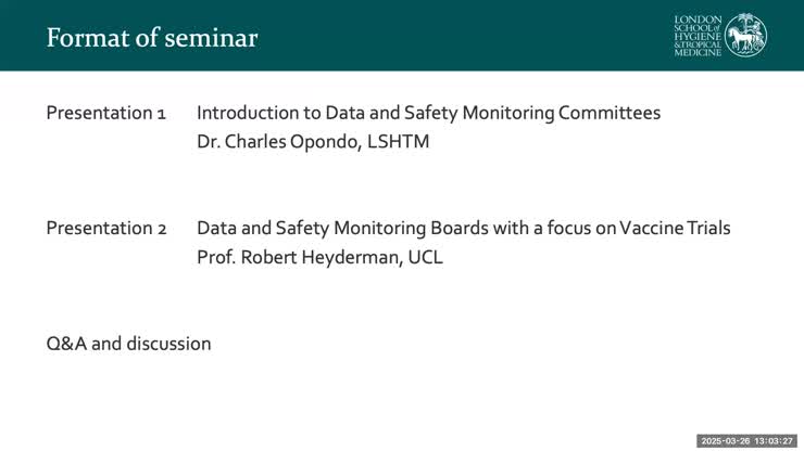 Practical Issues in Trials seminar 1 2024-Setting up a DSMB
