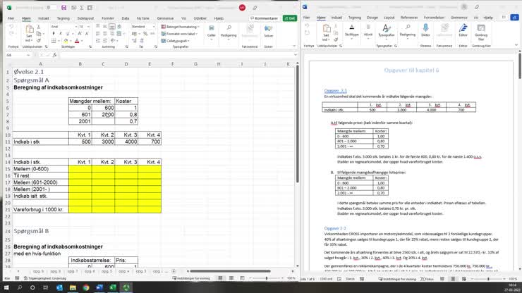 Excel øv. 2.1