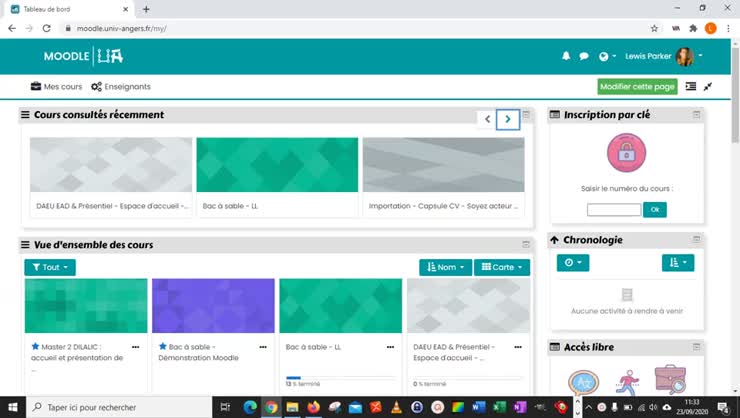 Présentation du Tableau de bord Moodle_default