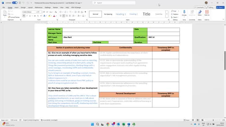 Preparing for a Professional Discussion