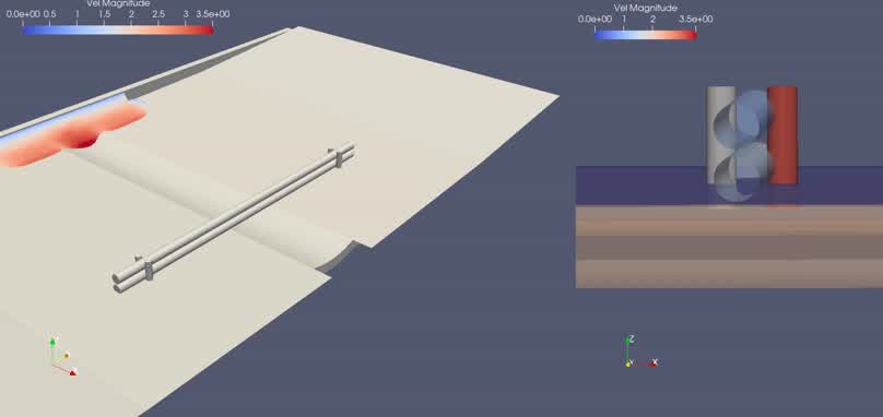 3D simulation of a log dam