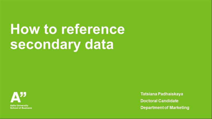 How to reference secondary data