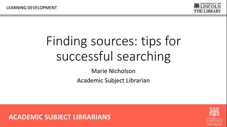 Finding sources: tips for successful searching for Schools and Colleges