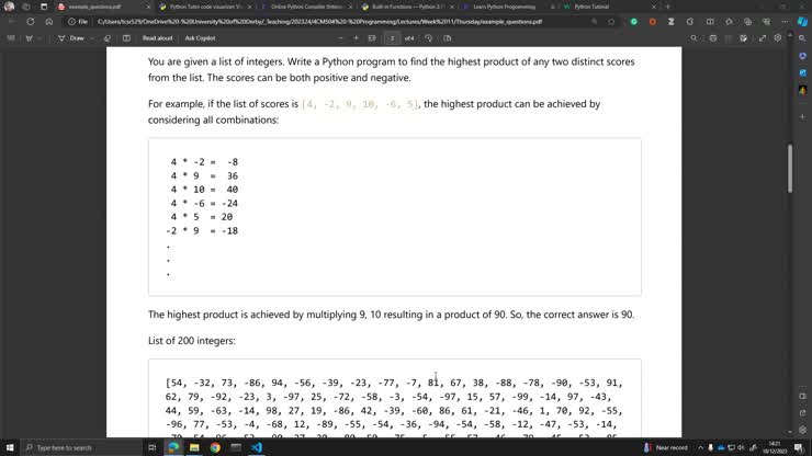 In-class Test Video 5 - Question 4 (Medium)