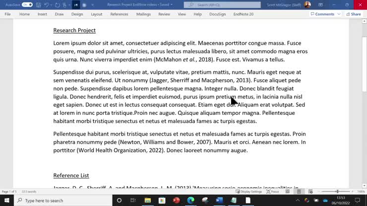 Harvard: EndNote 20: Adding multiple in-text citations