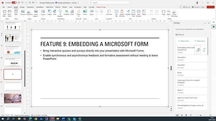 PowerPoint - Embedding Microsoft Forms