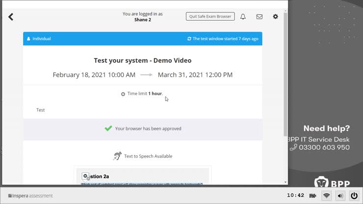 Inspera Demo: 4. Starting your exam