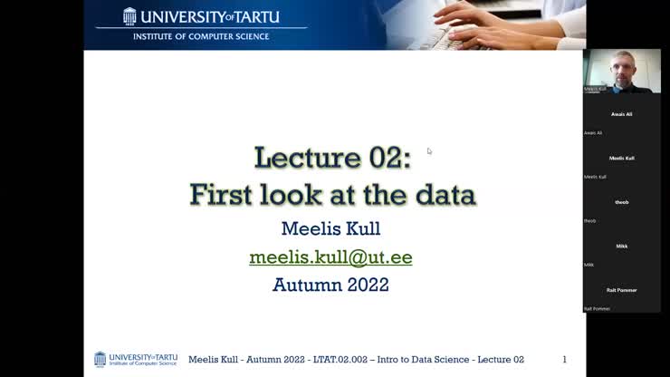 Lecture 02 - Introduction to Data Science (LTAT.02.002) fall 2022