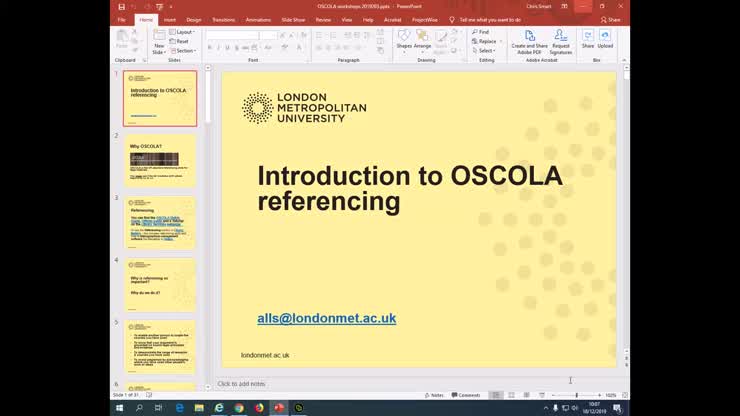 Recording of OSCOLA referencing workshop