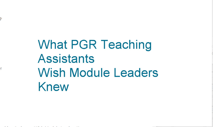 G.56 11:05 What PGR Teaching Assistants Wish Module Leaders Knew