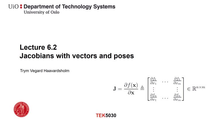 Jacobians with vectors and poses
