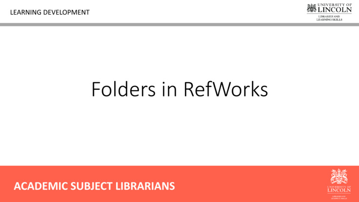 Folders in RefWorks