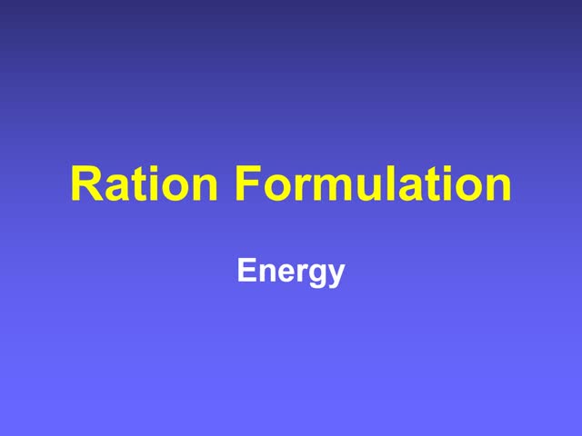 Tutorial Ration Formulation (Video)
