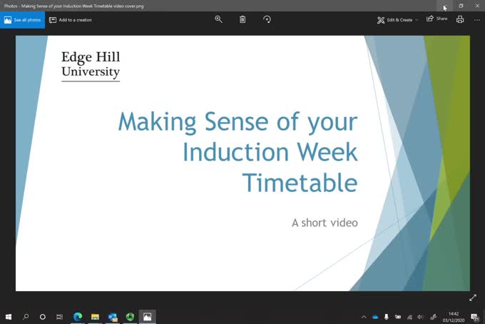 Making Sense of your Induction Week Timetable - video for new students