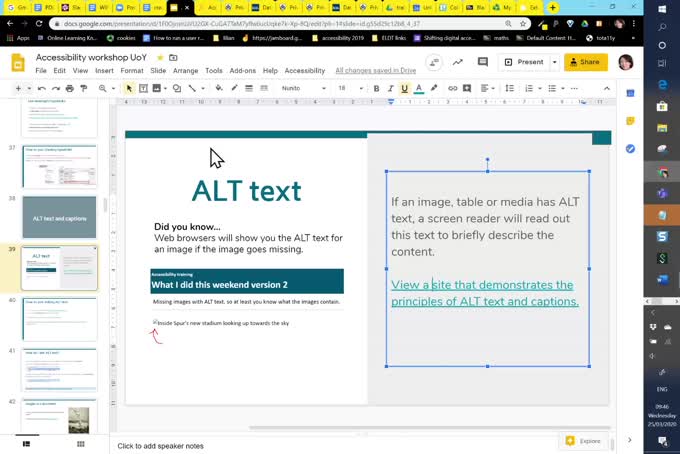 ALT text and captions