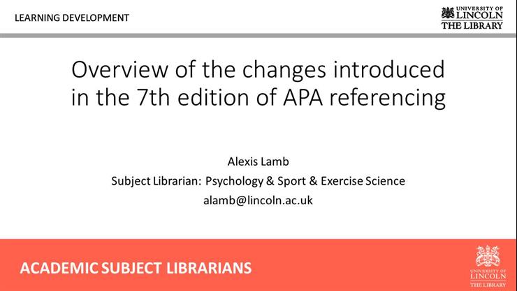 Introduction to the main changes introduced in the 7th edition of APA ...