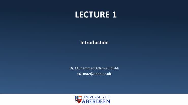 Lecture 1 - Introduction
