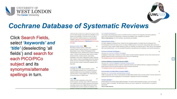 10 Minute Guides - Cochrane database of Systematic Reviews