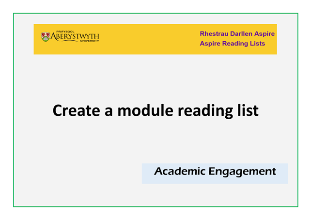 Create a module reading list