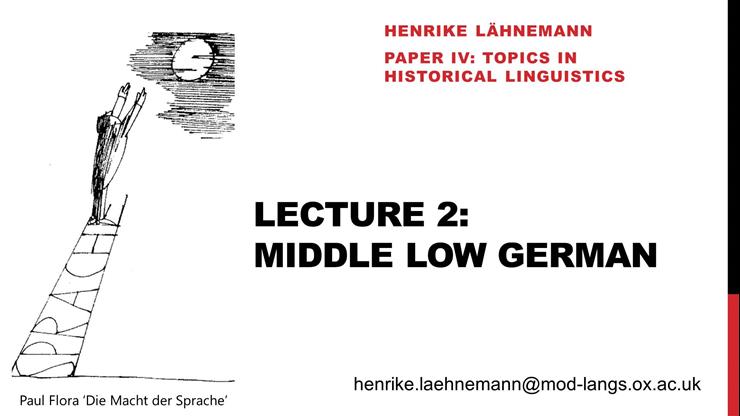 Paper IV Lecture 2: Middle Low German