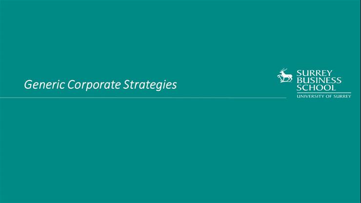 Generic Corporate Strategies